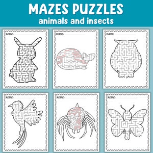 Maze Puzzles Animals and Insects 50 Mazes With Solutions Educational ...