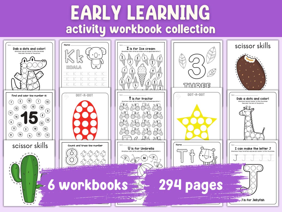Early Learning Activity Workbook Collection | 294 PDF JPG Pages ...