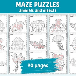 Maze Puzzles Animals and Insects 50 Mazes With Solutions 90 Pages ...