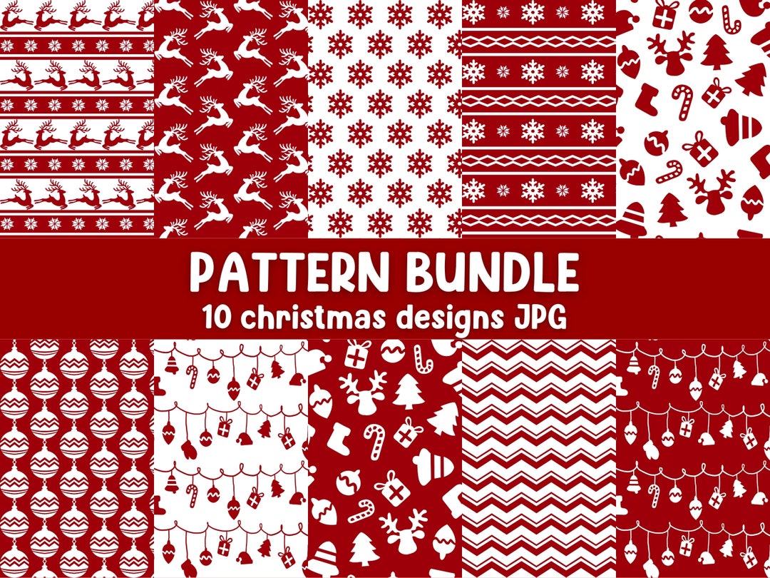 Christmas Pattern Bundle 10 Red and White Christmas Designs Winter ...