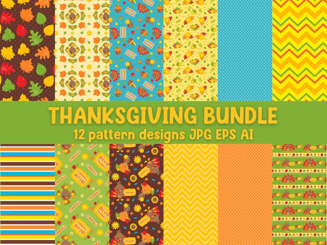 Thanksgiving Pattern Bundle | Thanksgiving Scrapbooking | Autumn ...