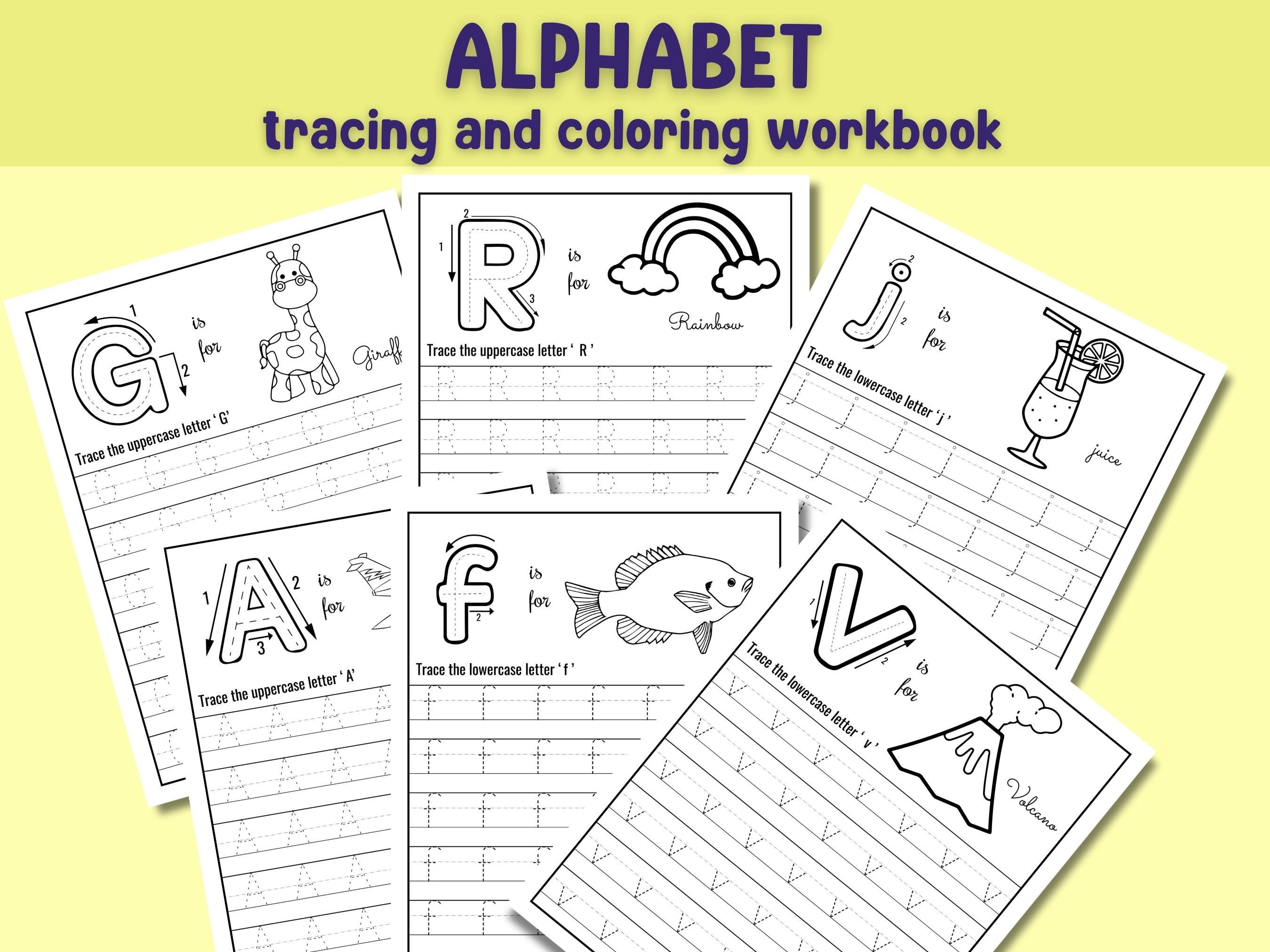 Alphabet Tracing Workbook 52 Preschool Worksheets ABC Tracing Workbook ...