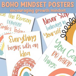 Set of 8 Boho Growth Mindset Posters | Kids Room Ideas | Classroom ...