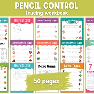 Pencil Control Tracing Workbook: 50 Trace Pages, Shapes (digital ...