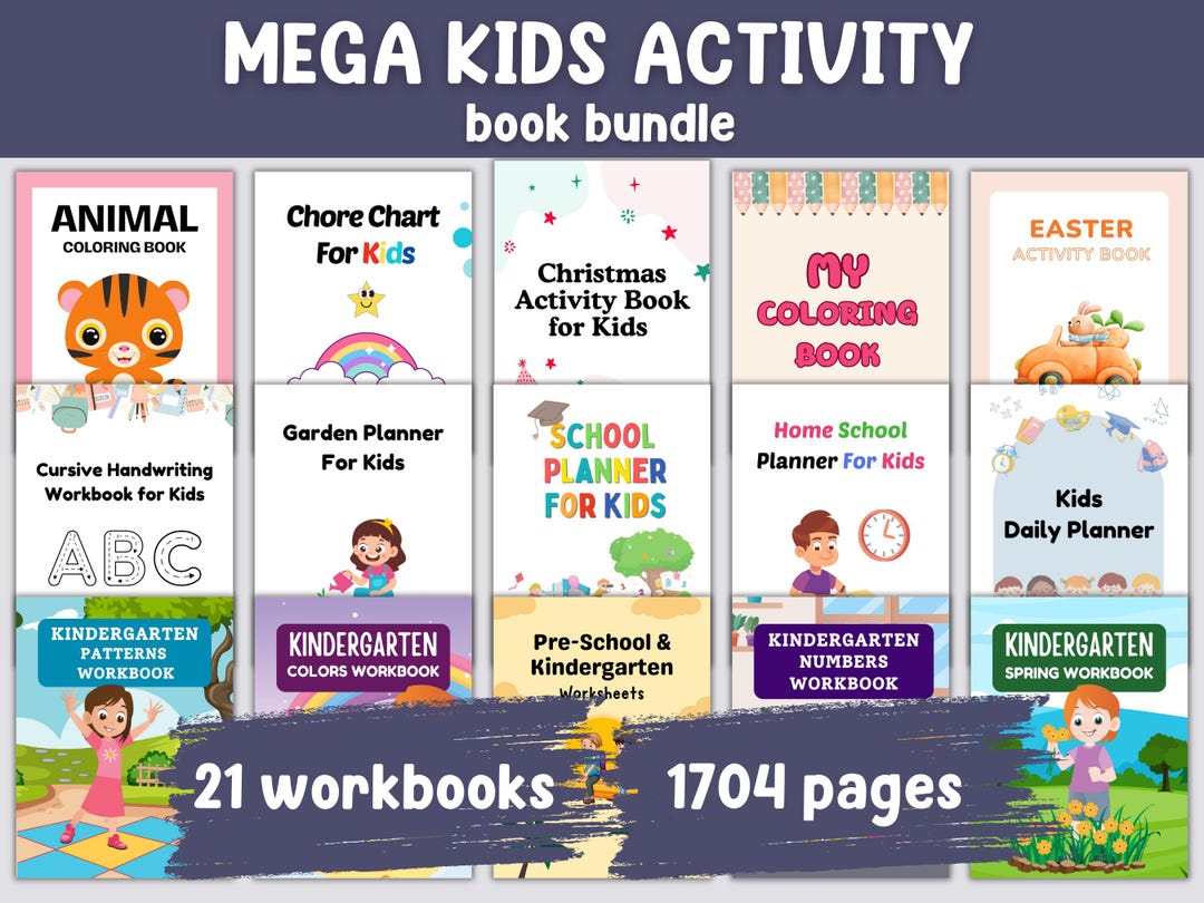 Mega Kids Activity Book Bundle | +1100 Pages | 21 Activity Workbook ...