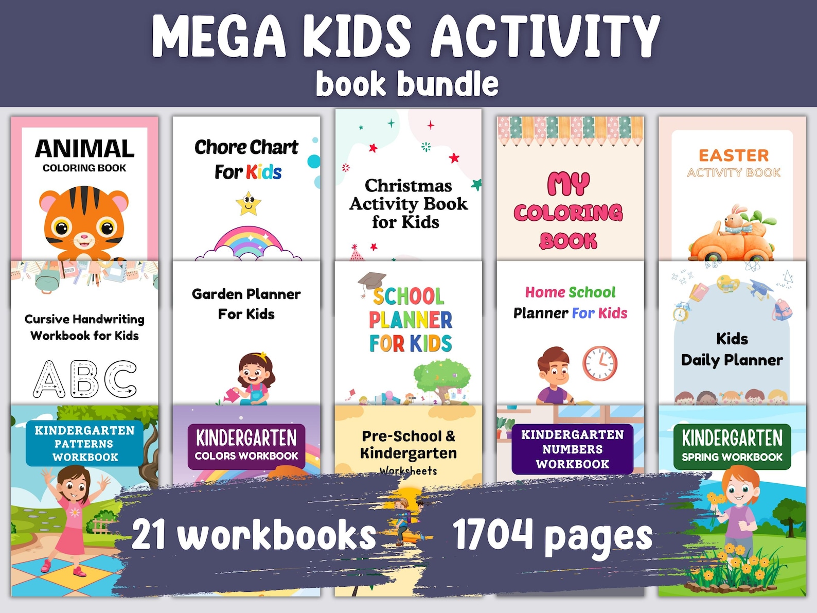 Mega Kids Activity Book Bundle | +1100 Pages | 21 Activity Workbook ...