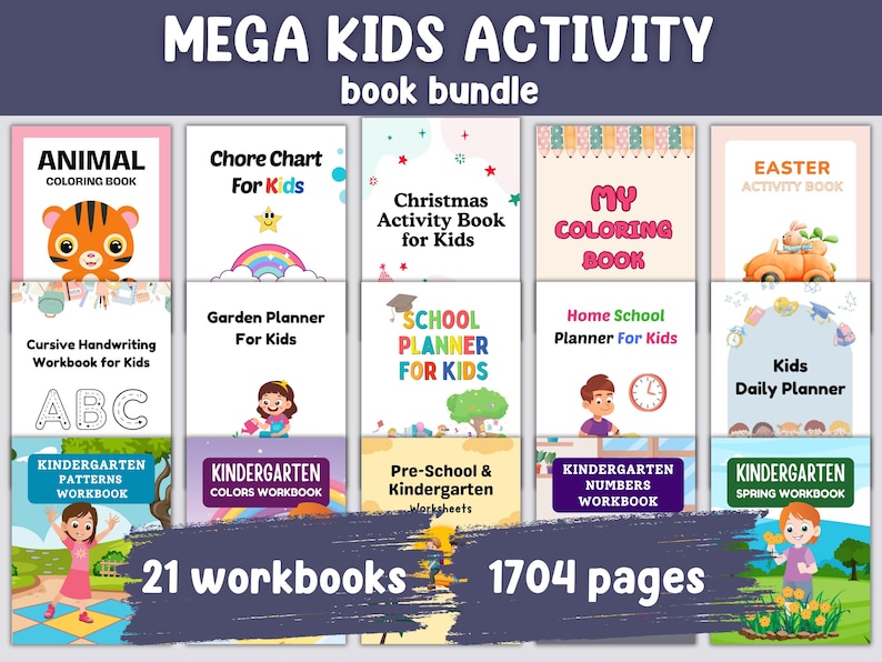 Mega Kids Activity Book Bundle | +1100 Pages | 21 Activity Workbook ...