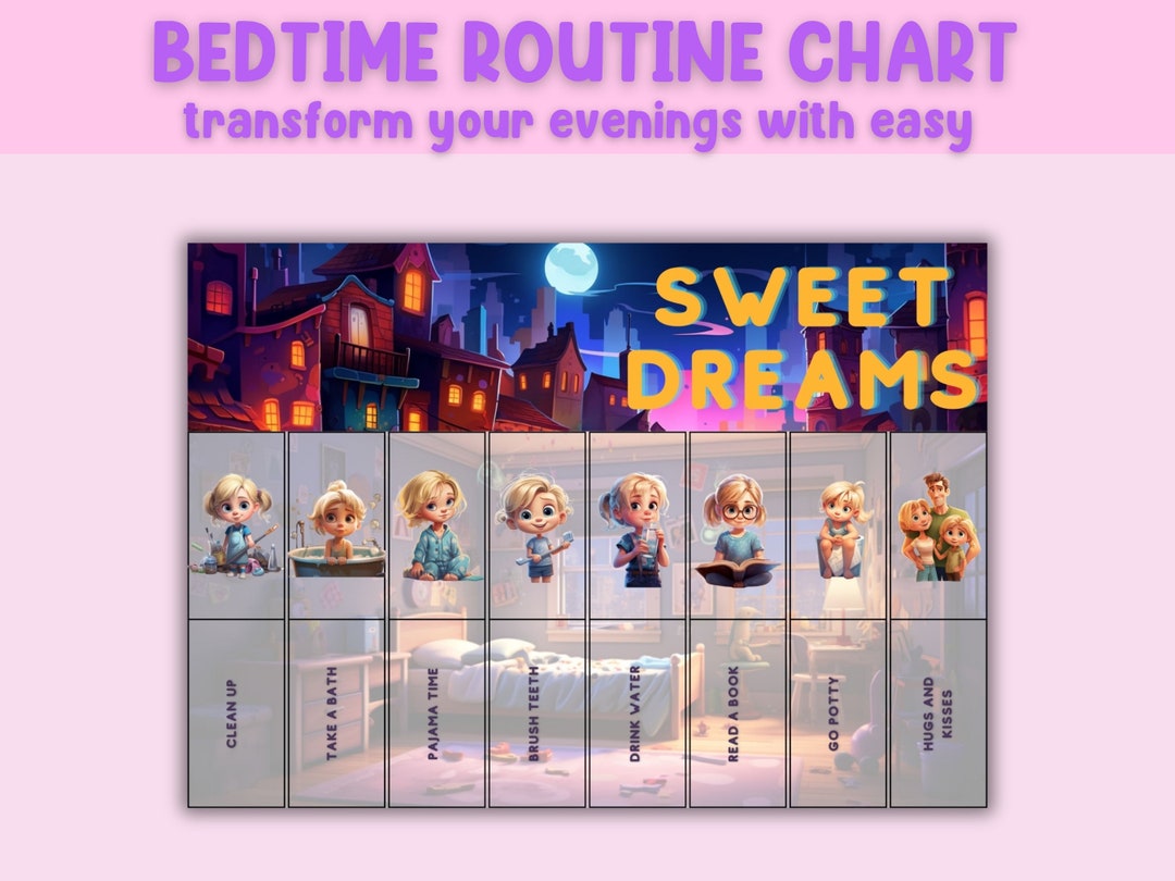 Bedtime Routine Chart | Planning Toddler Routine | Chore Chart for ...