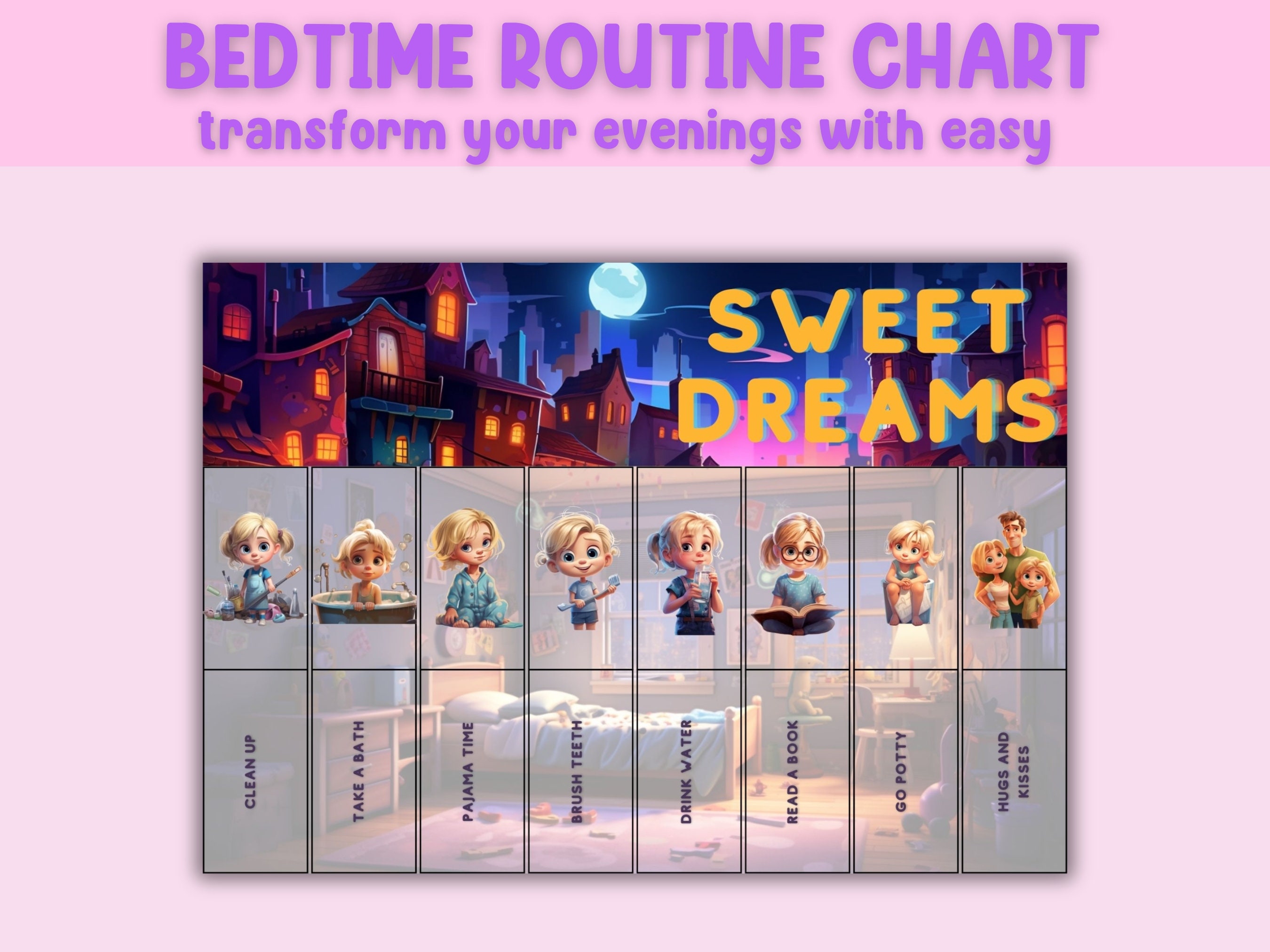 Bedtime Routine Chart | Planning Toddler Routine | Chore Chart for ...