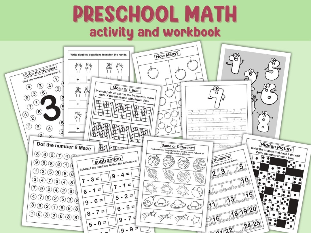 Math Activity Workbook Kindergarten Preschool Learning Interactive ...
