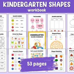 Kindergarten Shapes Workbook | 53 Preschool Curriculum | Workbook With ...