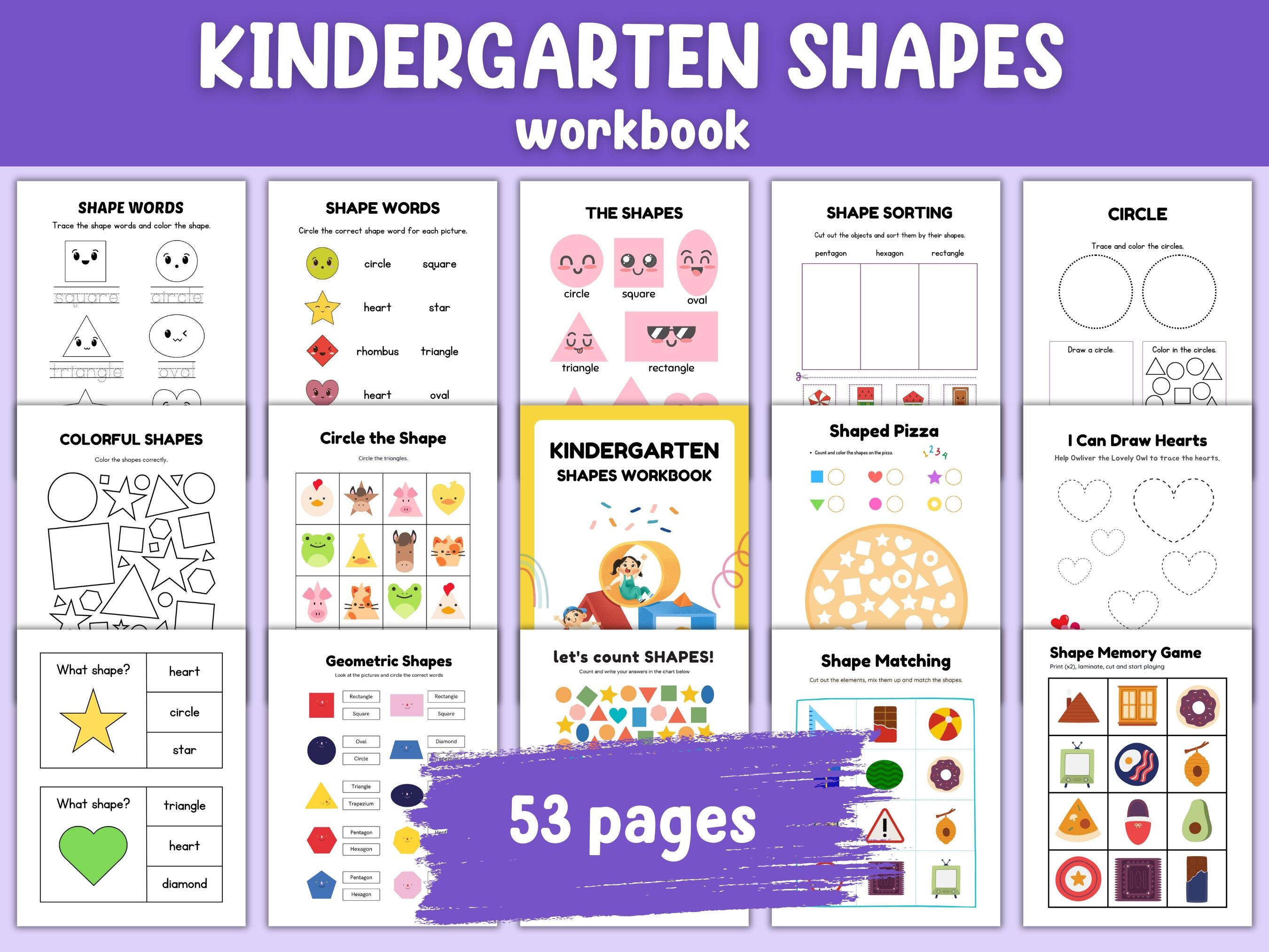 Kindergarten Shapes Workbook | 53 Preschool Curriculum | Workbook With ...