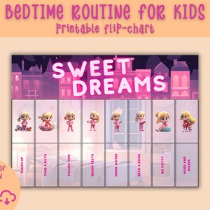 Bedtime Routine Chart, Planning Toddler Routine, Chore Chart for Girls ...