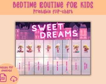 Bedtime Routine Chart Planning Toddler Routine Chore Chart for Girls ...
