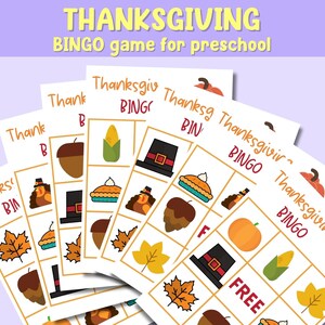 Thanksgiving Bingo Game | Thanksgiving Activity for Kids | 10 Bingo ...