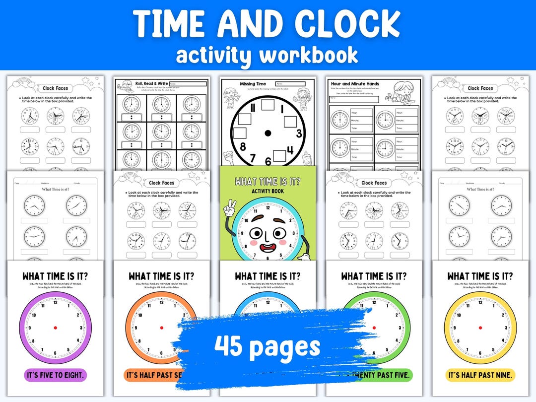 Time and Clock Activity Workbook: Learning to Tell Time (PDF) - Etsy