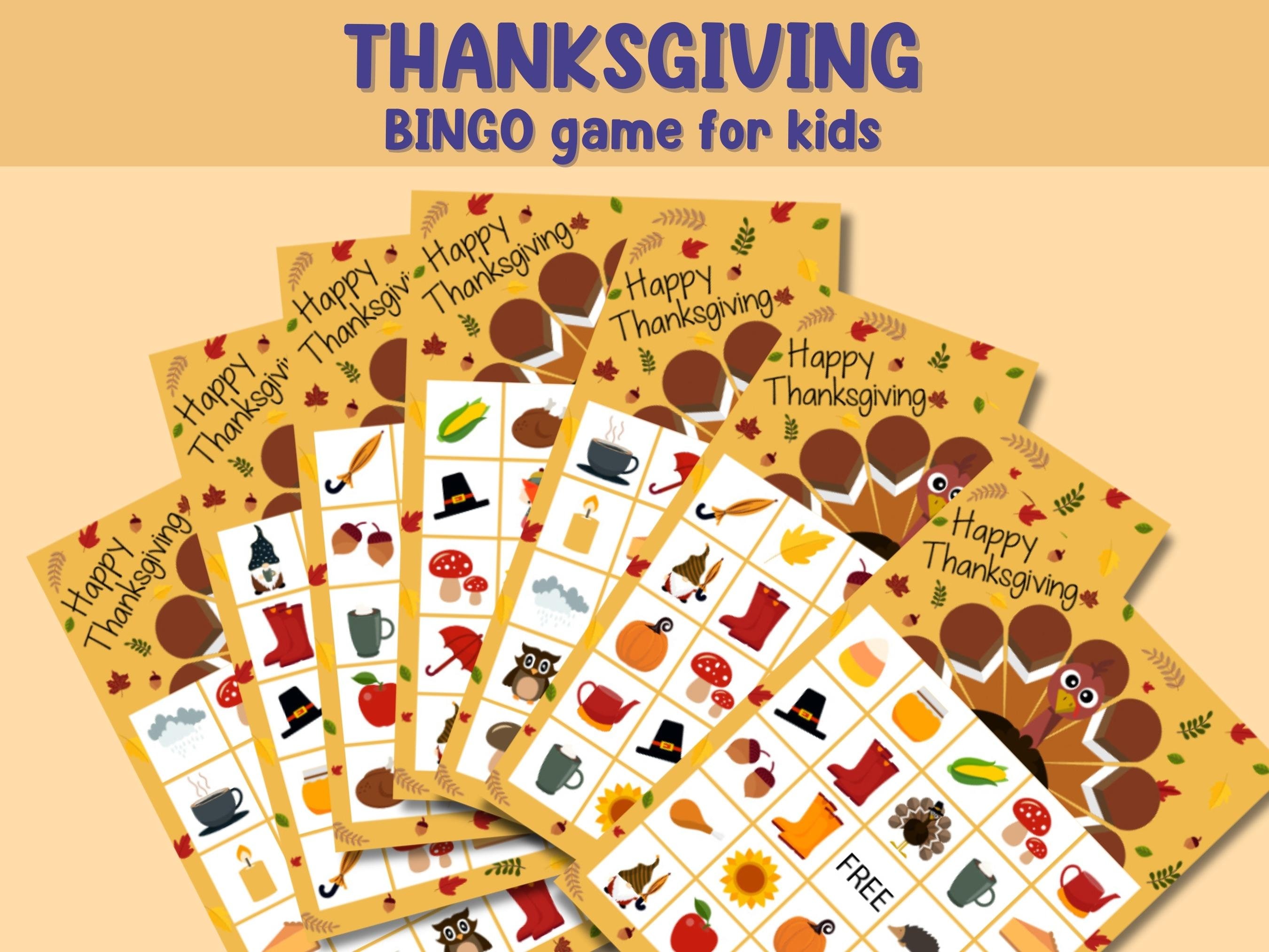 Thanksgiving Bingo Game | 20 Bingo Cards | Thanksgiving Activity for ...