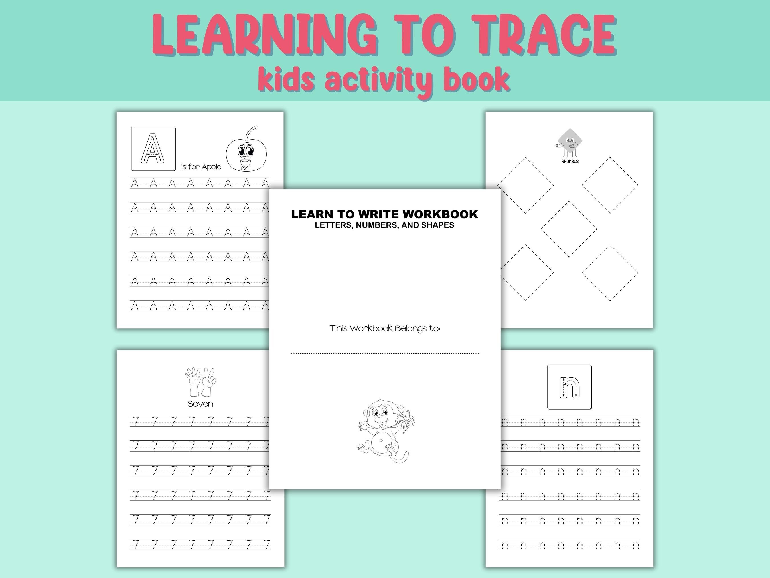 Learning to Trace Activity Book Alphabet and Number Tracing Lines Trace ...
