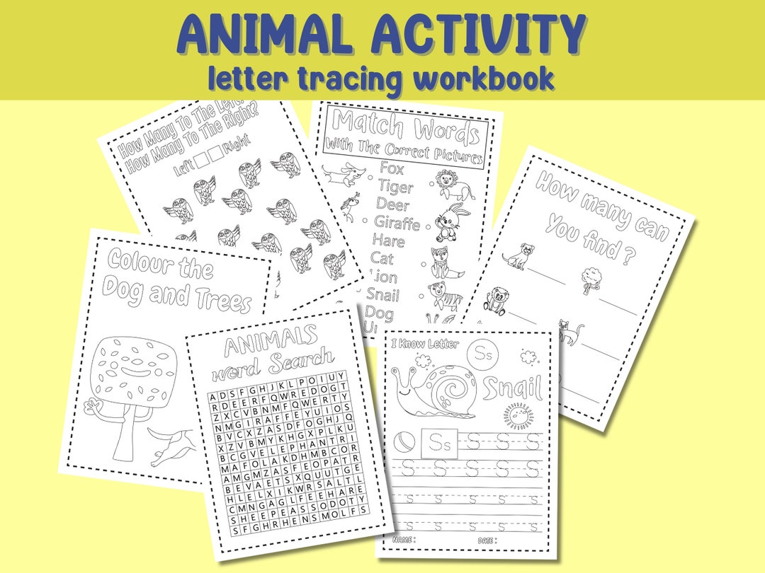 Animal Activity Letter Tracing Workbook | 60 Pages Printable ...