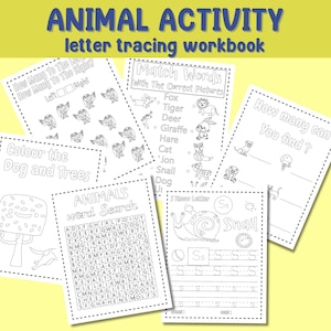 Animal Activity Letter Tracing Workbook | 60 Pages Printable ...