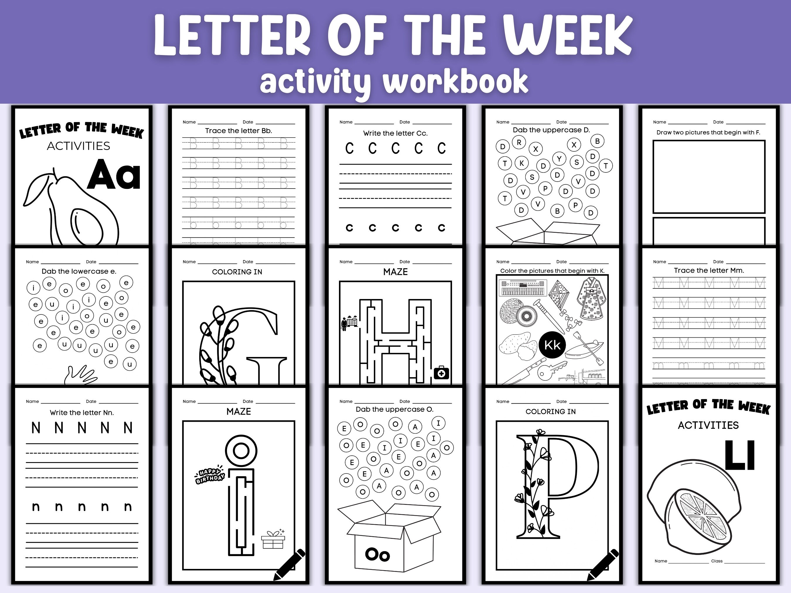 Letter of the Week Activity Workbook 259 Pages Preschool Curriculum ...