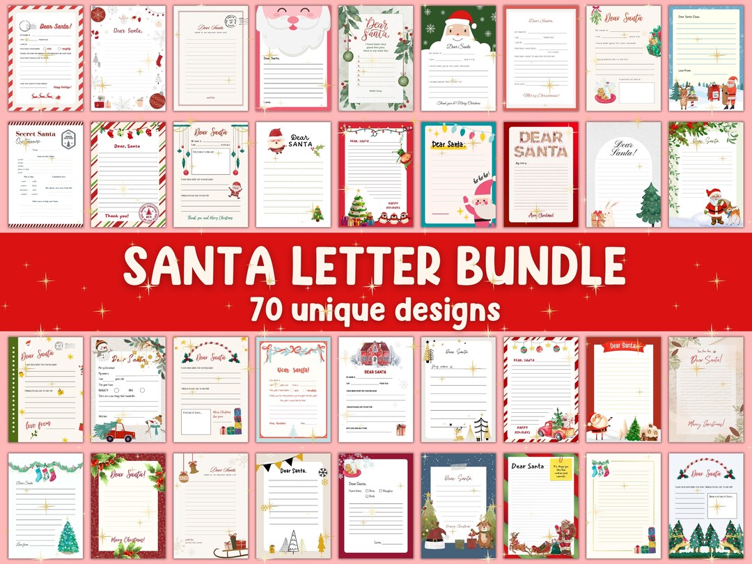 Santa Letter Bundle | 70 Unique Letter Designs | Letter to Santa for ...