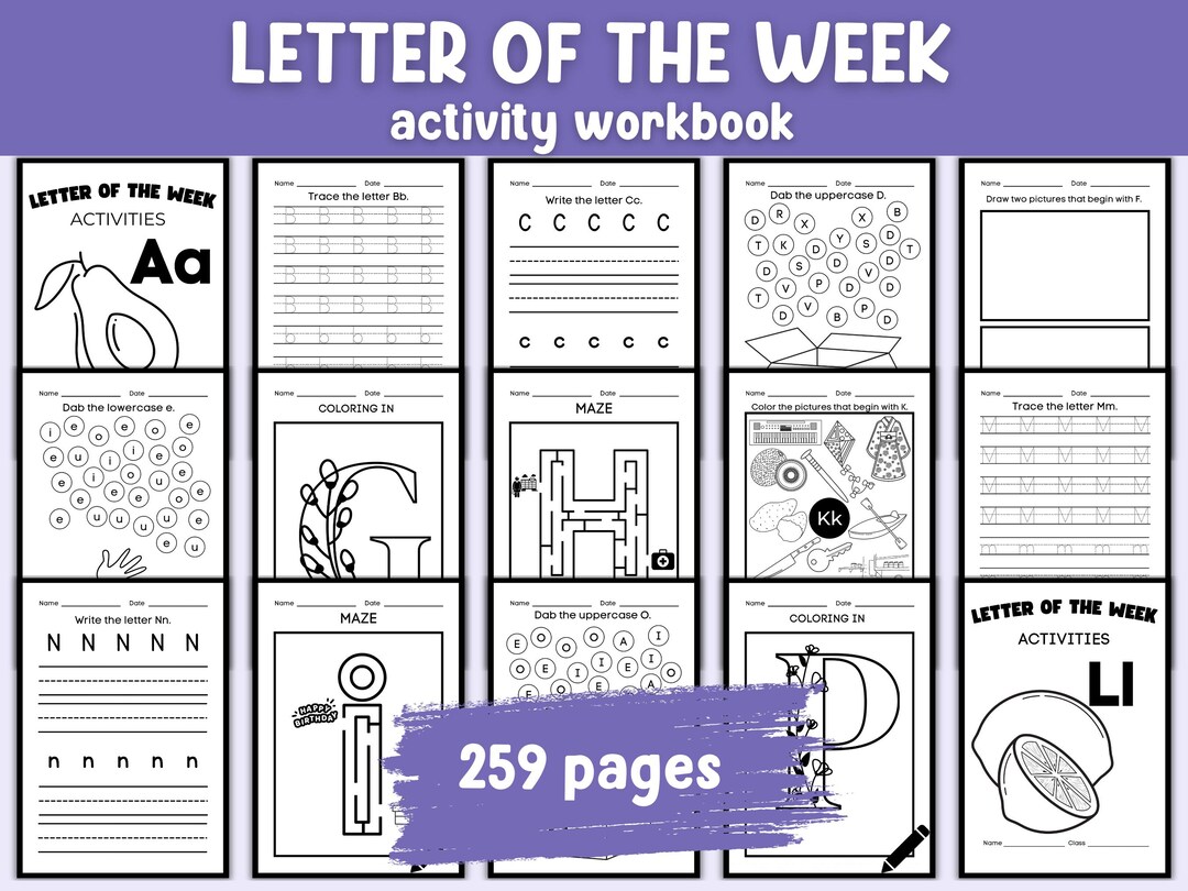 Letter of the Week Activity Workbook | 259 Pages Preschool Curriculum ...