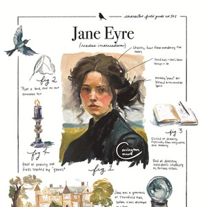 Hand Painted Jane Eyre Art Print - Character Field Guide - Bookish ...