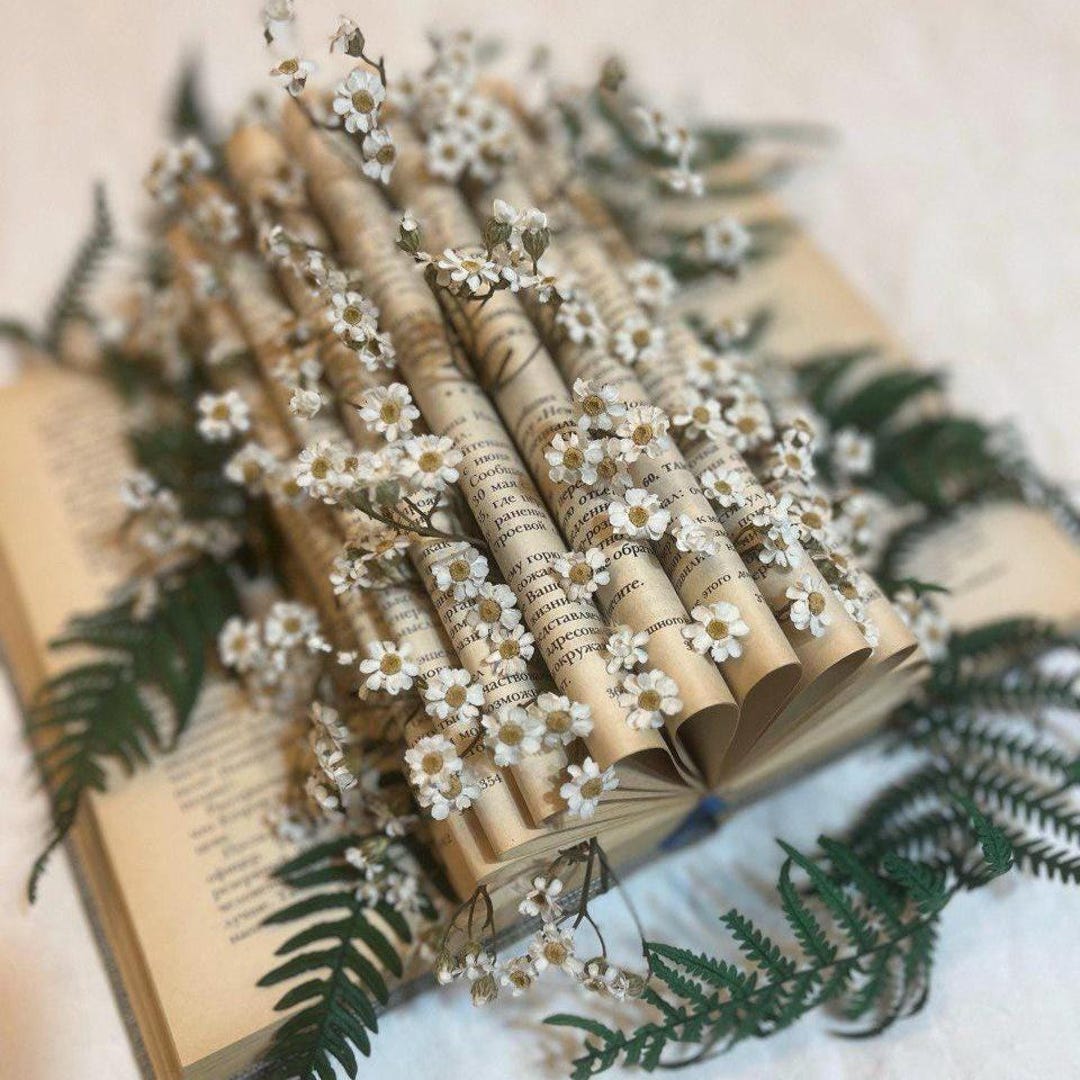 Literary Book Flower Arrangement | Vintage Book Decor | Rustic ...