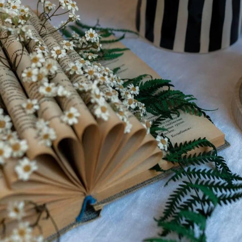 Literary Book Flower Arrangement | Vintage Book Decor | Rustic ...