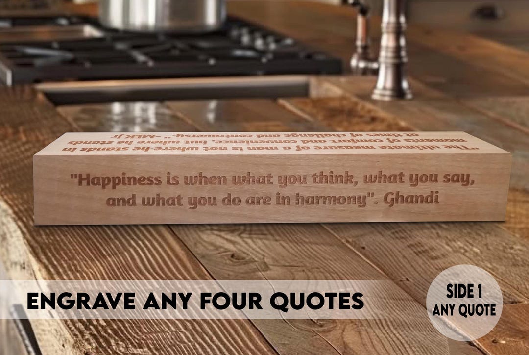 Personalized Engraved Quote | Wooden Desk Plaque | Place 4 Quotes ...