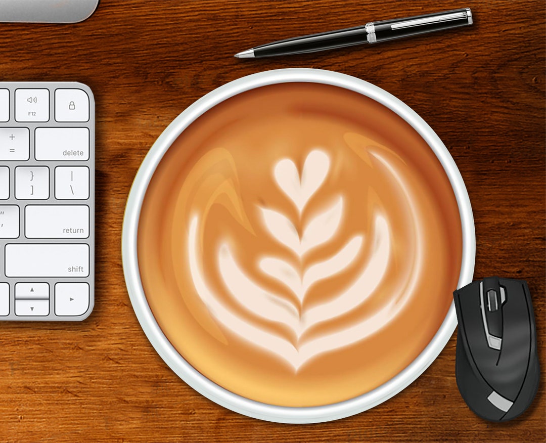 Latte Art Mouse Pad: Round Coffee Design, Non-slip Rubber - Etsy