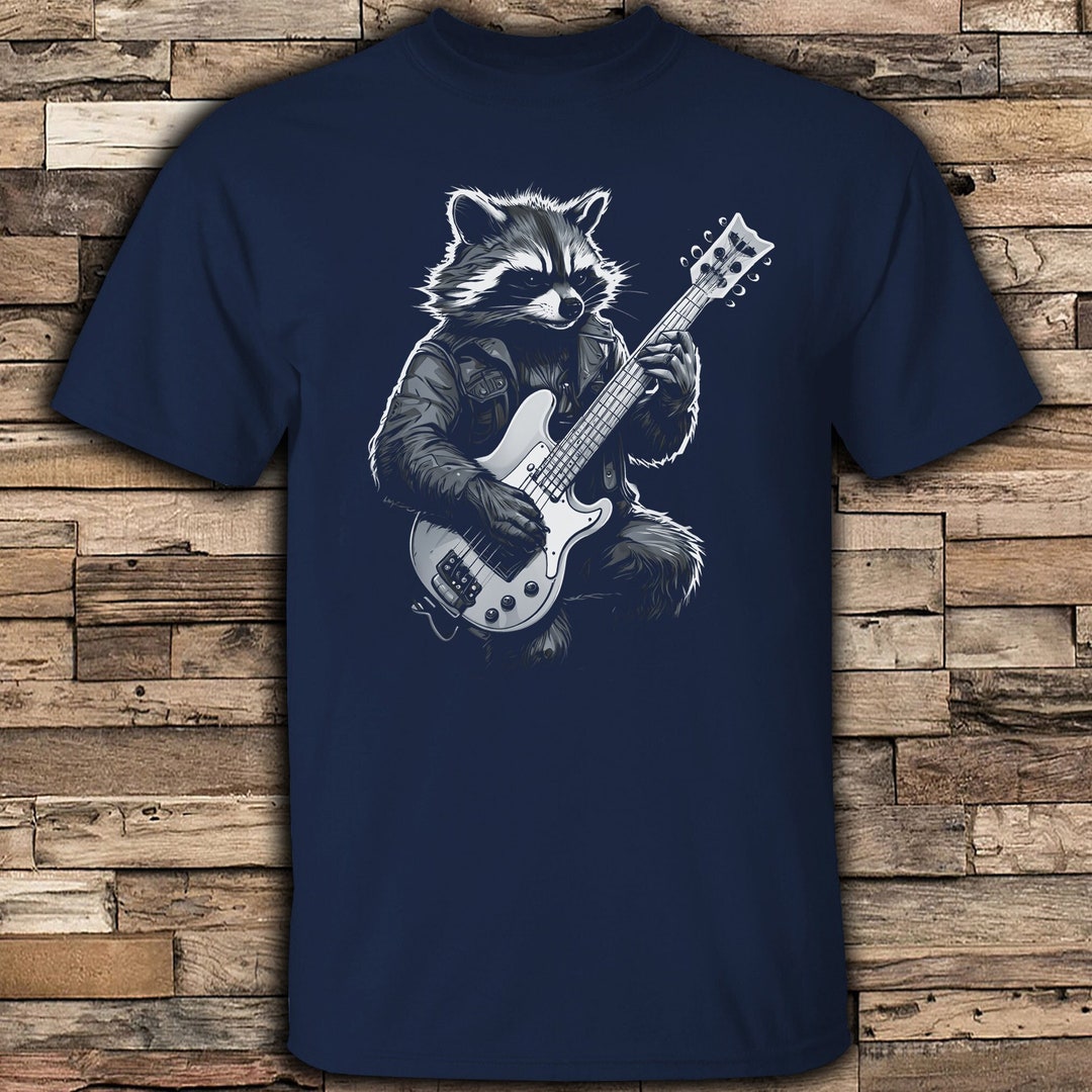 Raccoon Guitarist T-shirt: Funny Animal Rocker Tee - Etsy