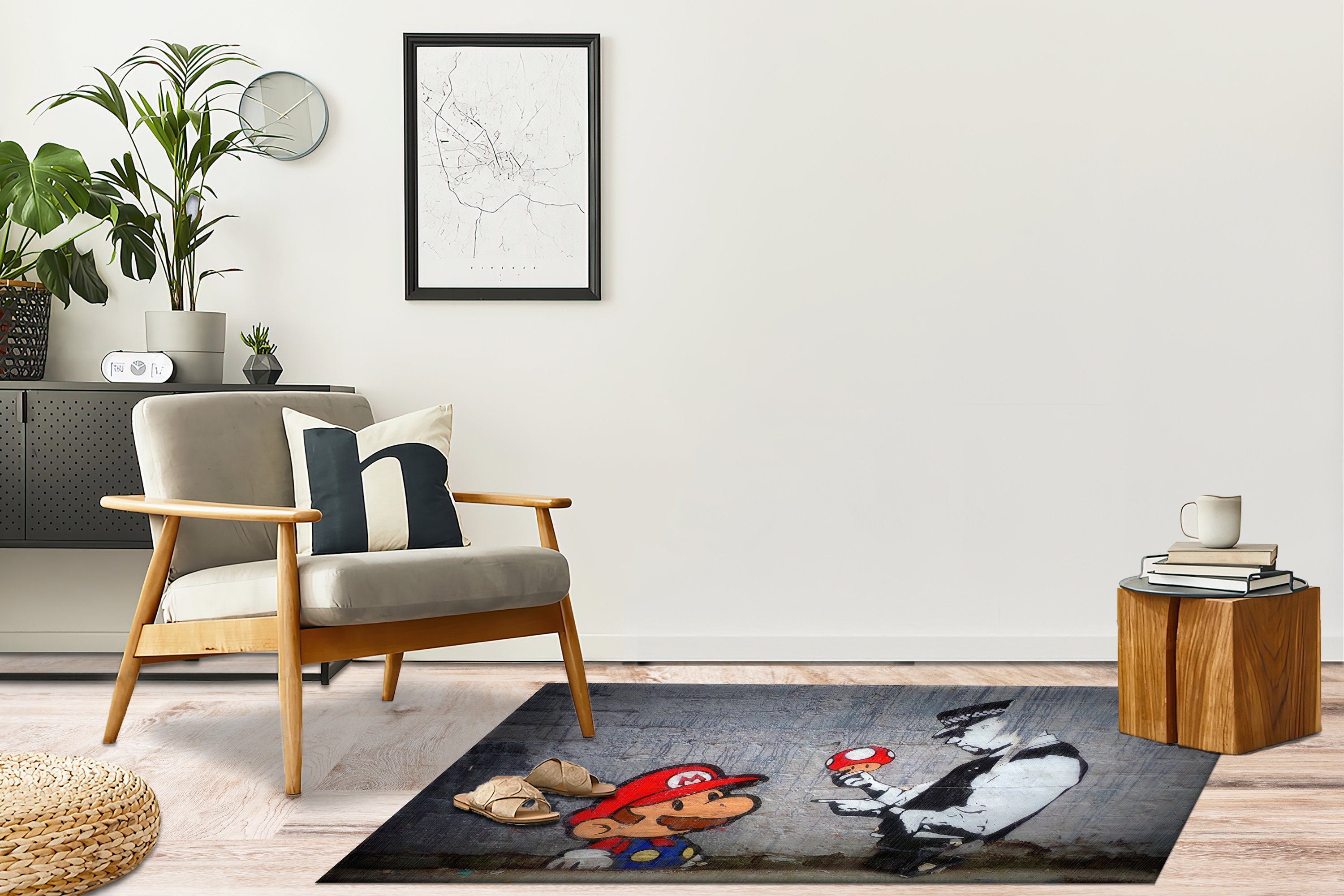 Banksy Super Mario Rugs, Gaming Room Rug, Super Mario Graffiti Rug ...