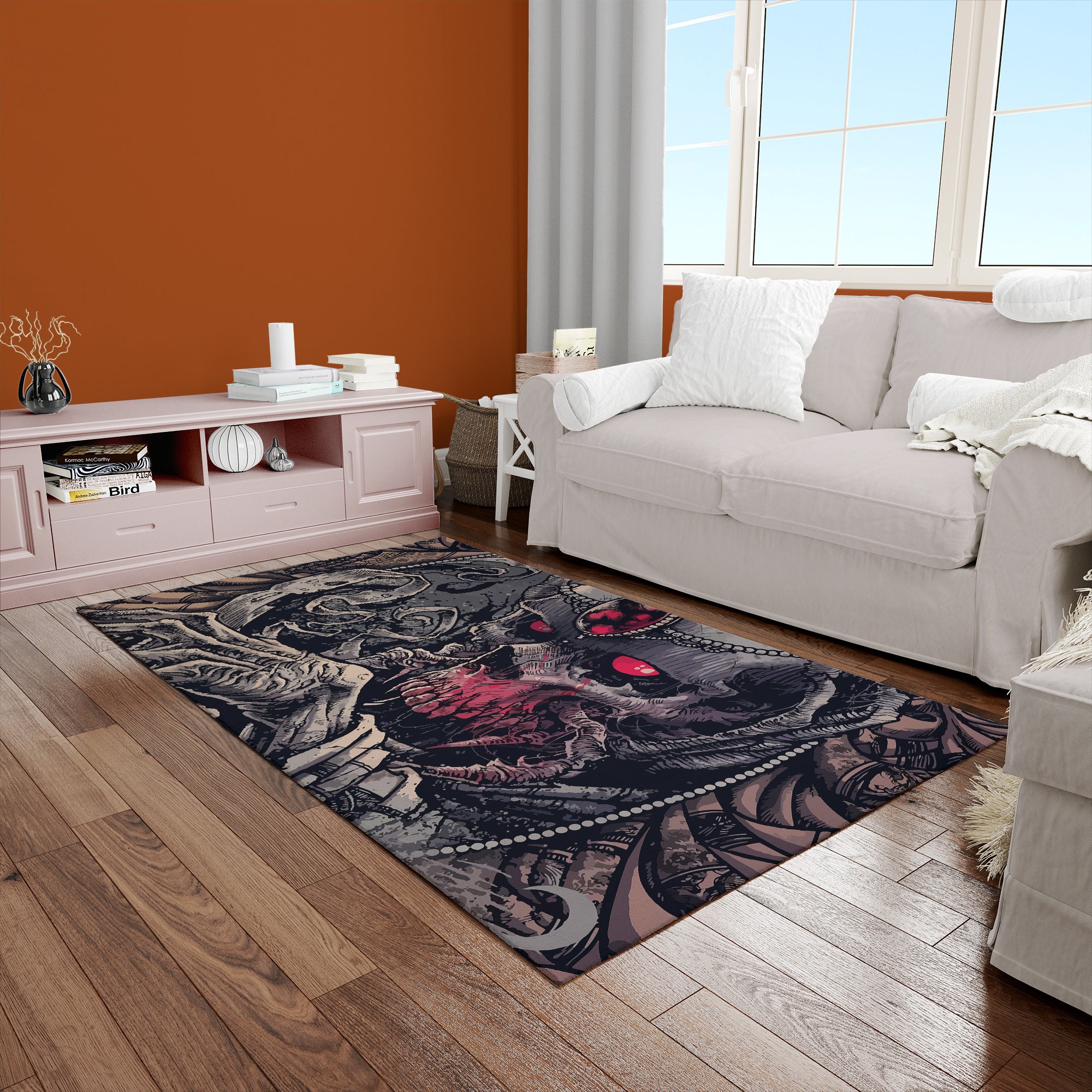 Satanic Rugs Skull Rug Horror Rug Modern Rugs Bedroom Rug - Etsy