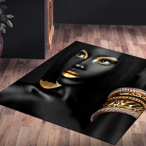 Black Woman With Gold Makeup Rugs, Girl Room Rugs, Black Woman Rug ...