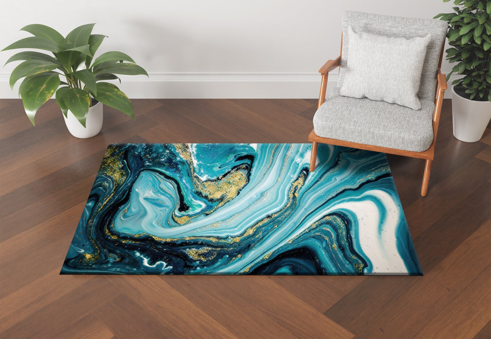Blue and Gold Rugs, Shimmery Rug, Colorful Marble Rug, Modern Rug, Soft ...