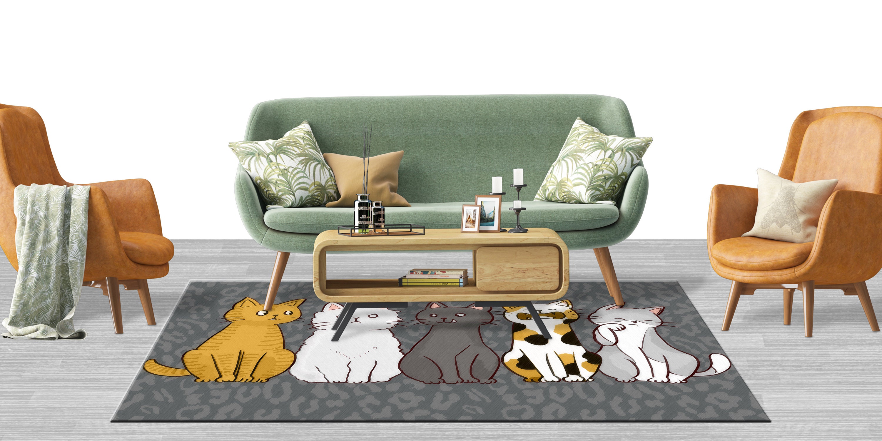 Five Cat Rug, Cat Rugs, Cat Lover Gift Rugs, Animal Rug, Large Rug ...