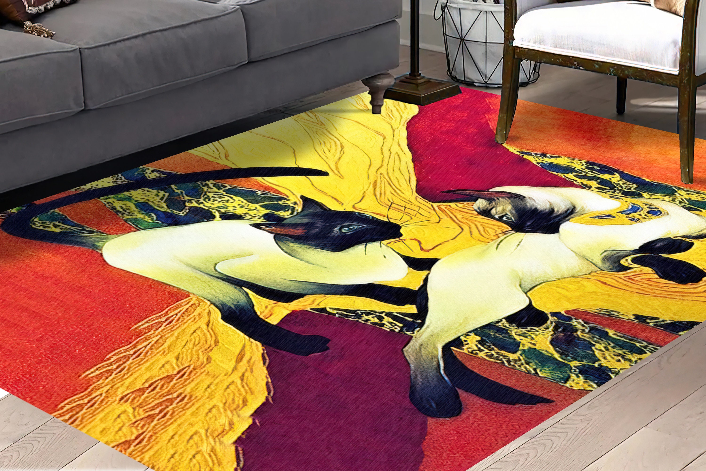 Siamese Cats Rug, Gustav Klimt Rug, Cat Lover Gift Rug, Famous Rugs ...