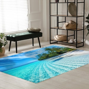 Tropical Ocean Rug, Beach Landscape Rug, Sea Rug, Landscape Rugs ...
