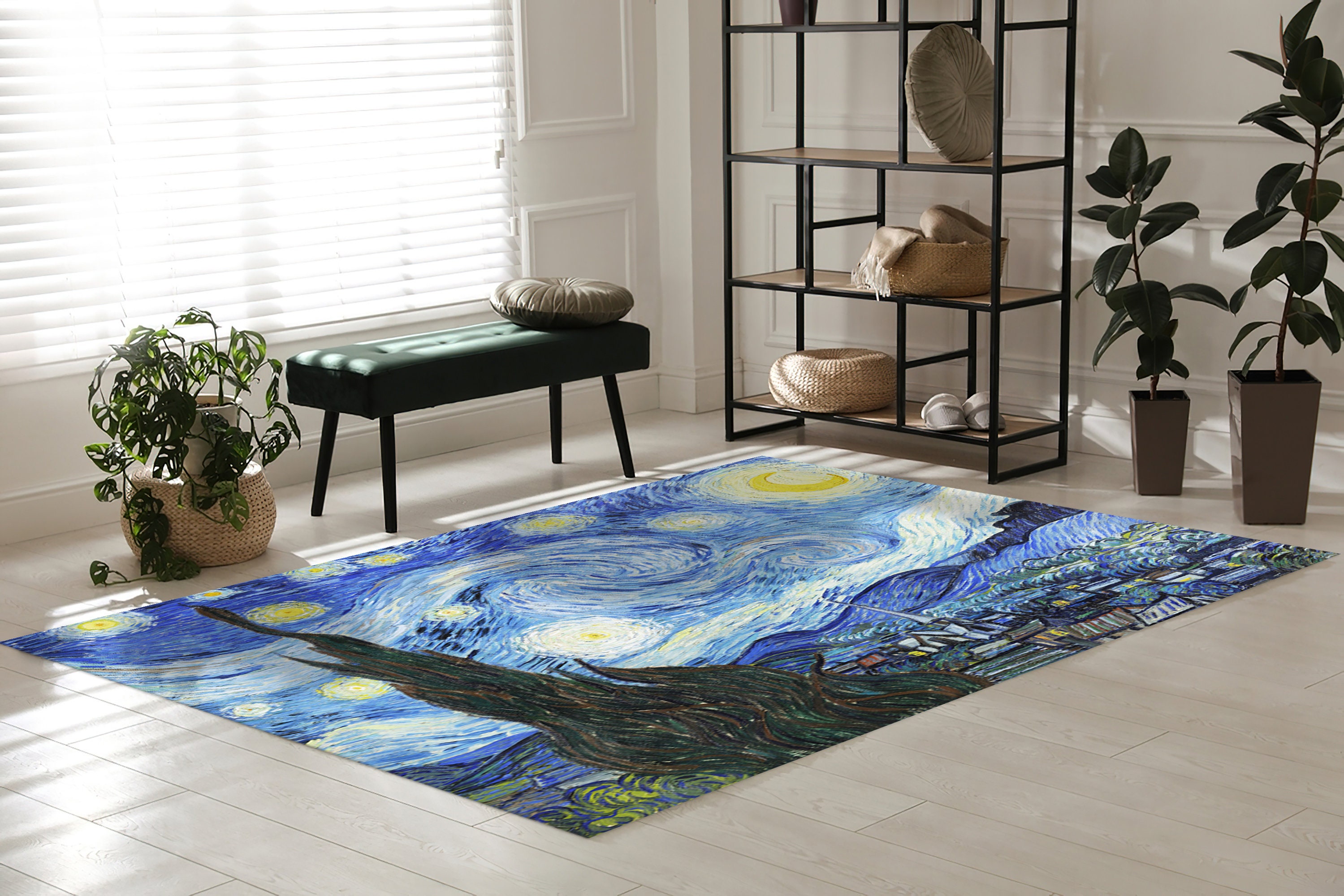 The Starry Night Rug, Oil Rug, Van Gogh Rug, Reproduction Rug, Chenille ...