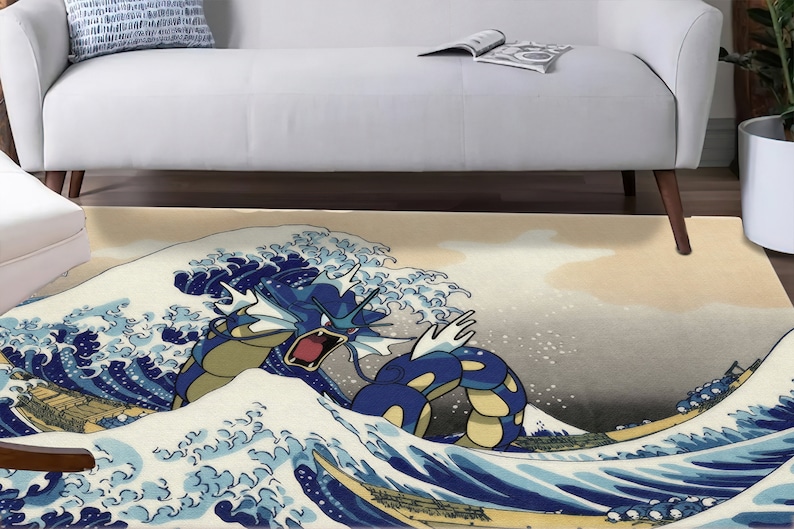 The Great Wave Rug, Wave off Kanagawa Rugs, Japanese Rug, Reproduction ...