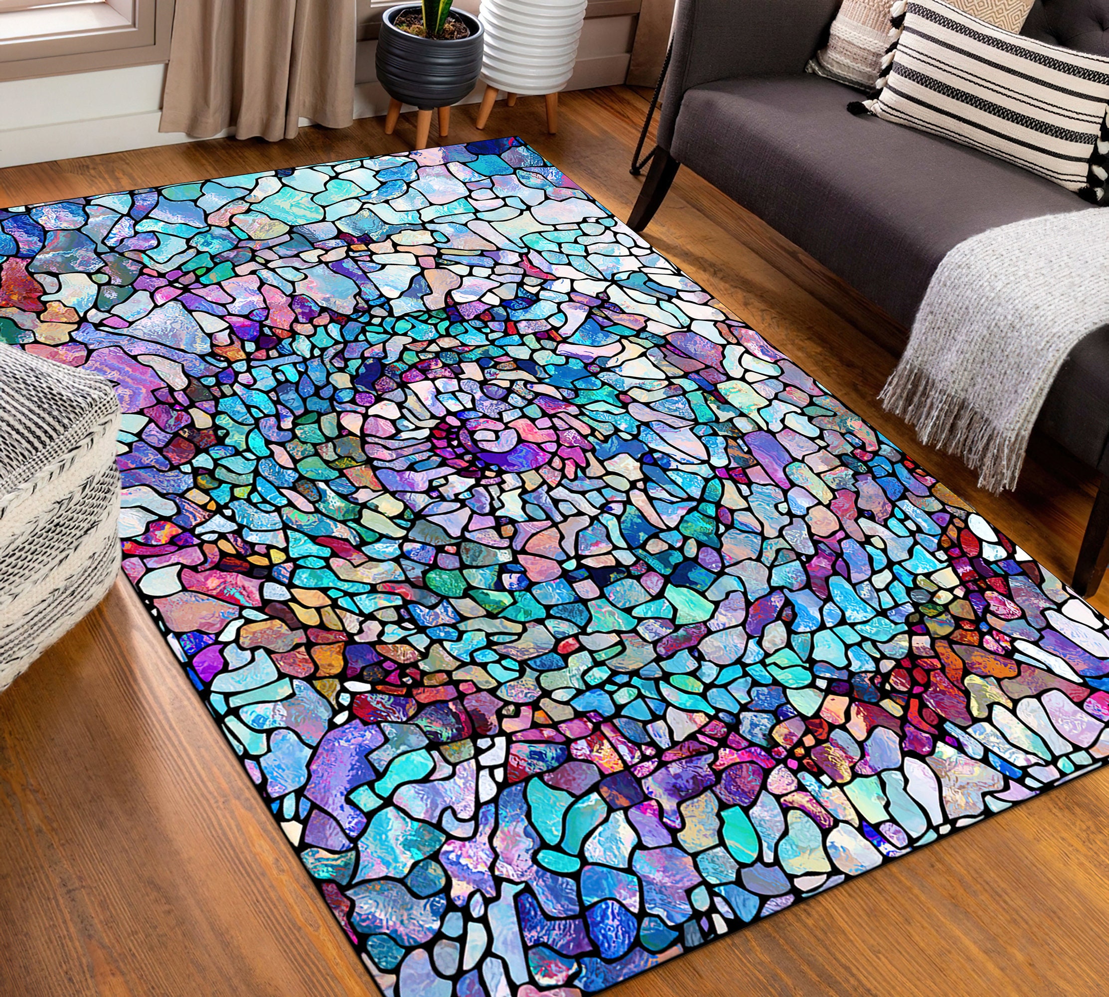 Stained Glass Rugs Colorful Rugs Spirituality Rugs Modern - Etsy