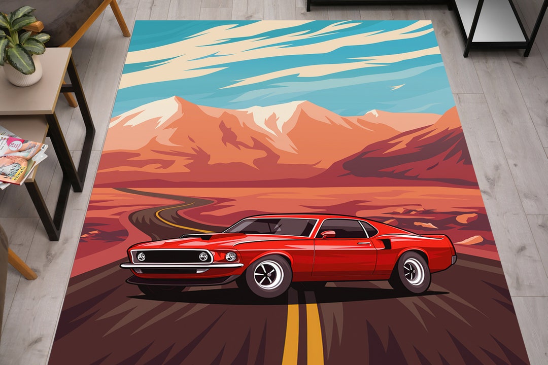Retro American Rug, Vintage Car Rug, Muscle Car Rug, Car Rugs ...