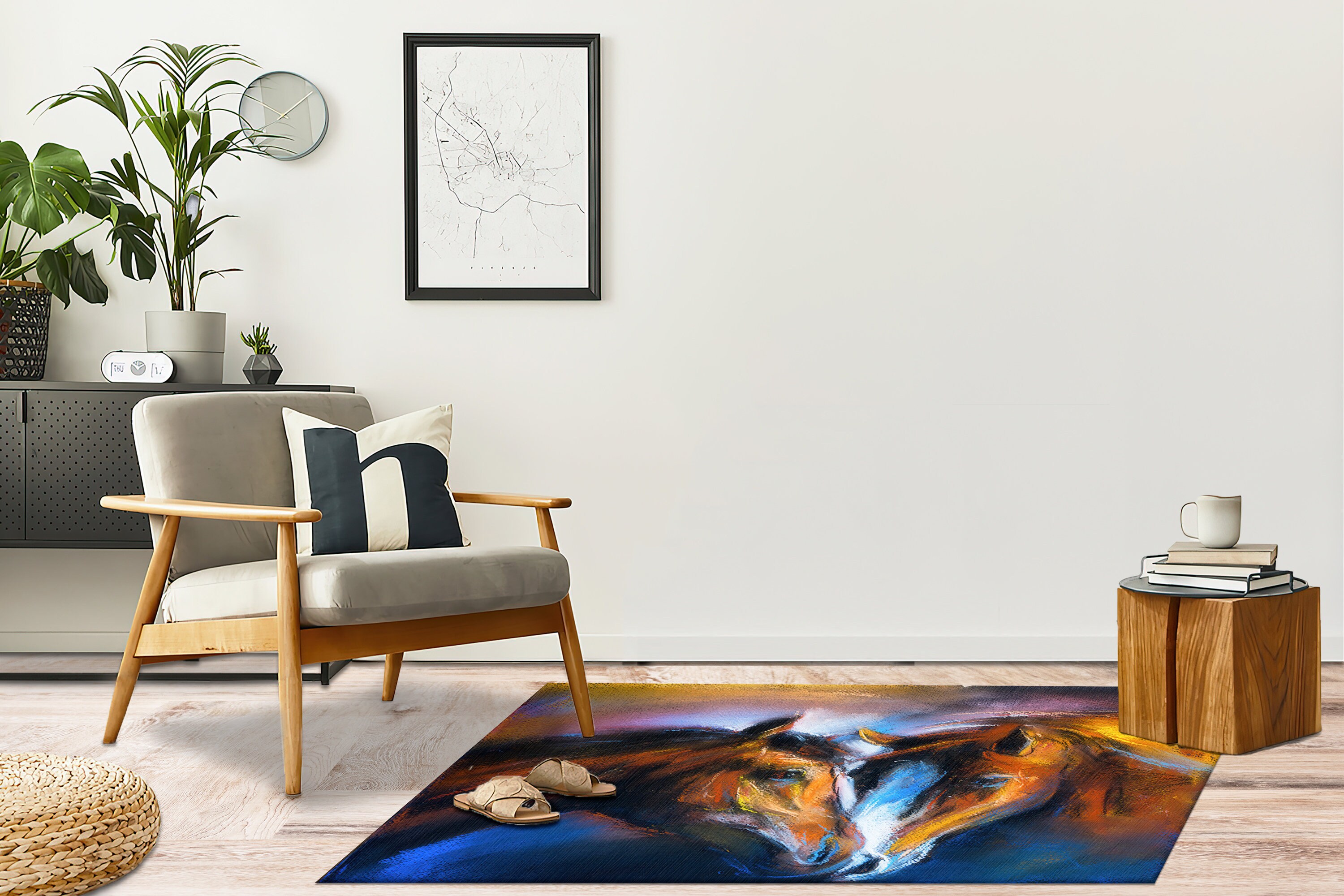 Two Horses Painting Rugs Modern Rug Horse Rugs Animal Rugs - Etsy