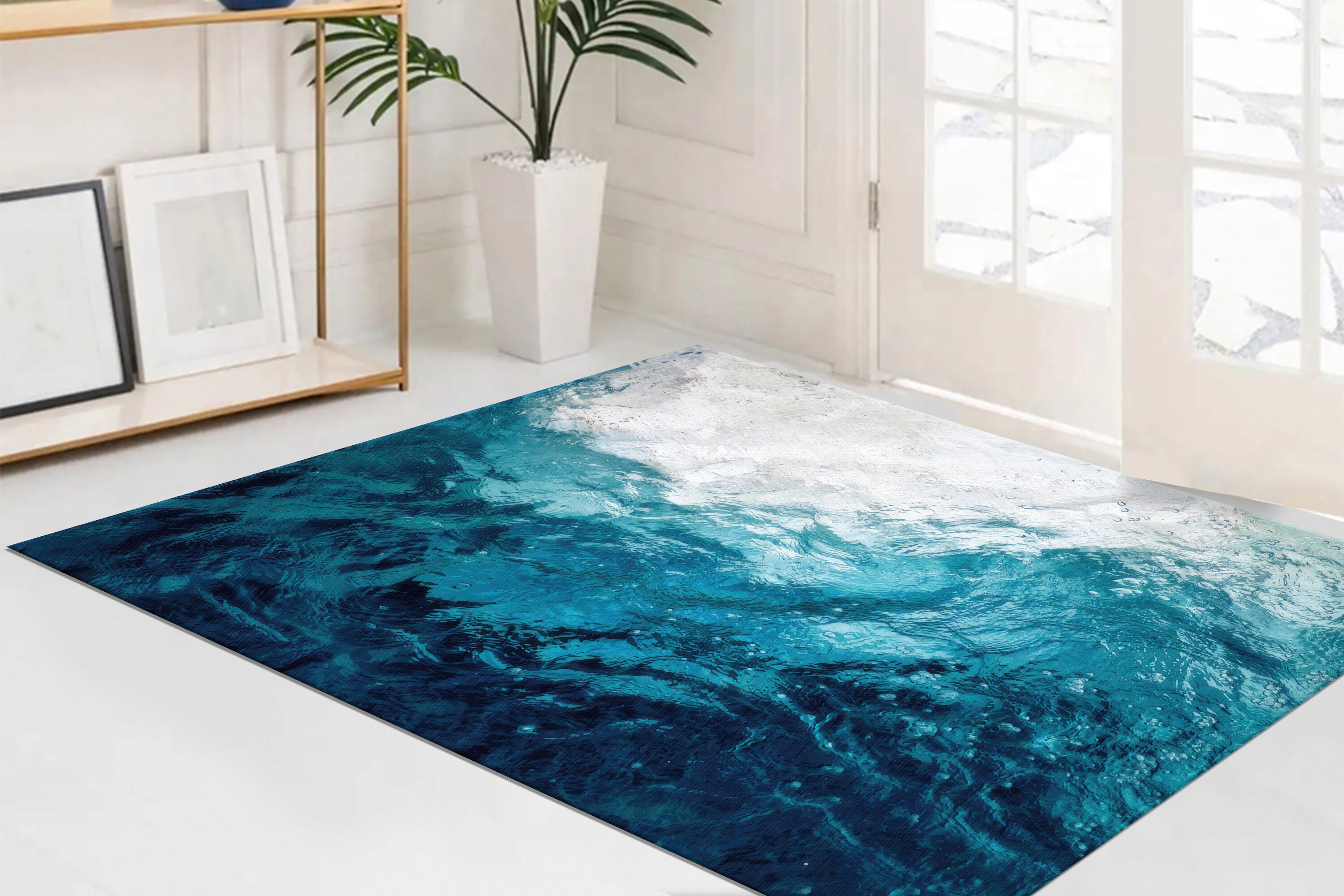 Blue Tones Rugs, Blue Rug, Ocean Water Rugs, Landscape Rug, Customs Rug ...