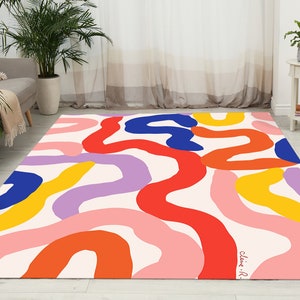 Keith Haring Rug, Colorful Rugs, Dancing Rugs, Graffiti Rug, Pattern ...