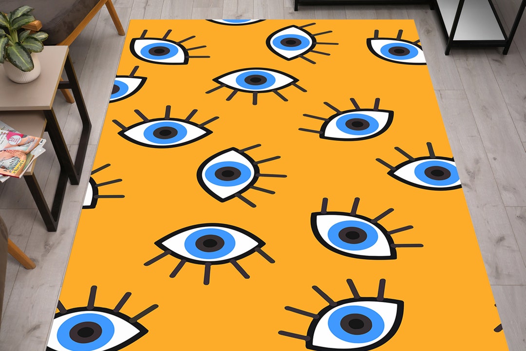 Evil Eye Rug, Eye Rug, Abstract Eye Rugs, Modern Rug, Thick Rug ...