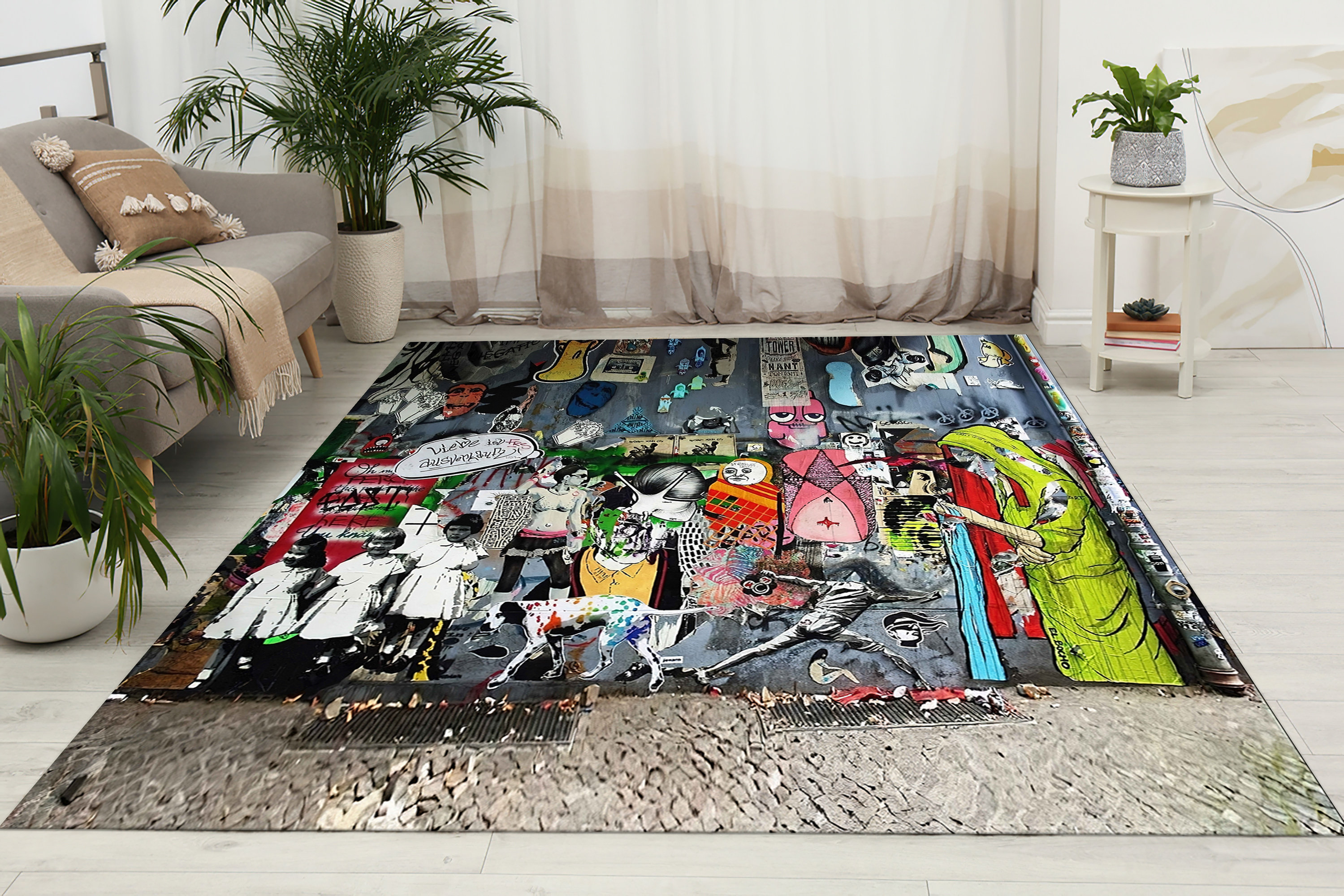 Banksy Graffiti Rug, Abstract Graffiti Rugs, Trendy Rugs, Boy Room Rugs ...