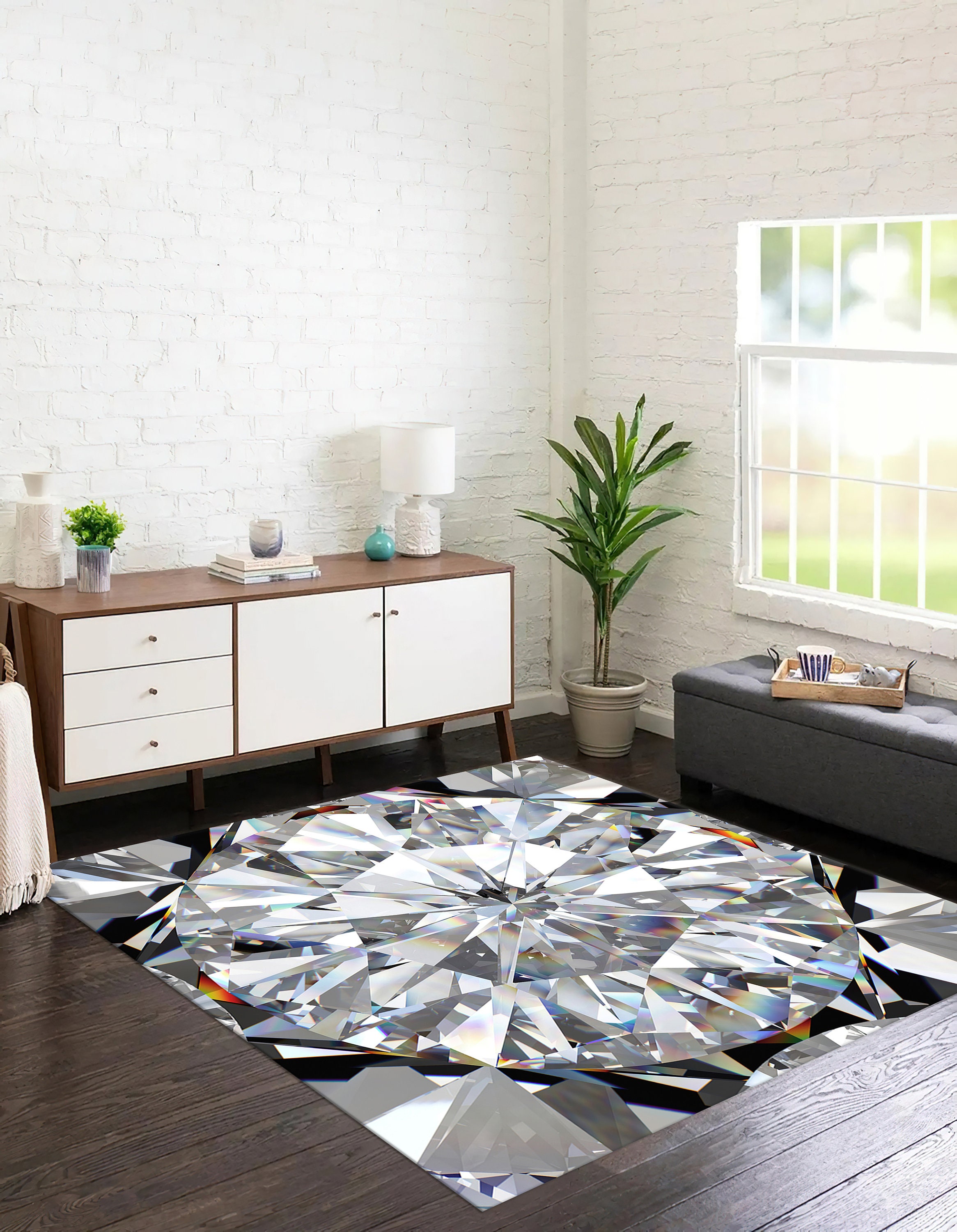 Diamond Rug, Trendy Rug, Diamond Photo Rug, Modern Rug, Salon Decor Rug ...